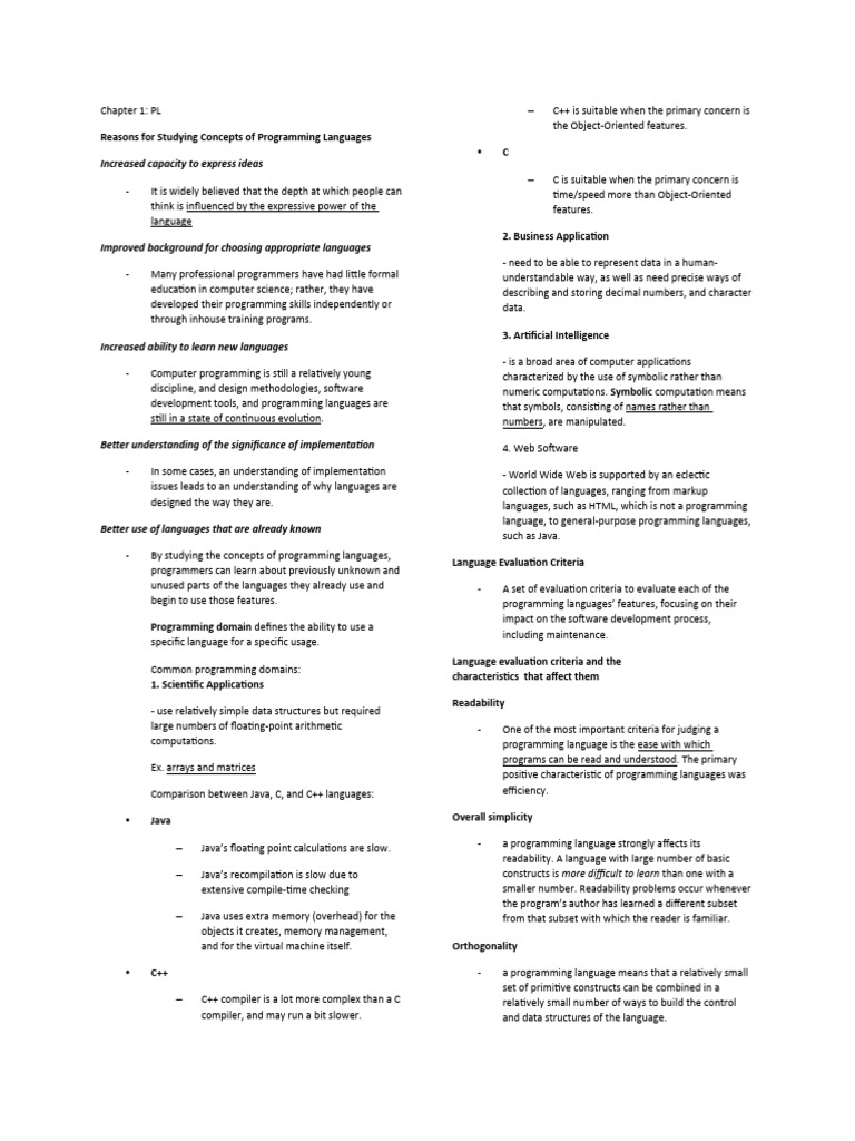 Chapter 1 PL | PDF | Computer Programming | Programming Language Chapter 1 PL | PDF | Computer Programming | Programming Language