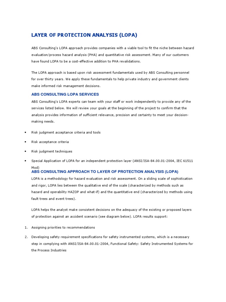 Layer of Protection Analysis | PDF | Risk Management | Risk Assessment