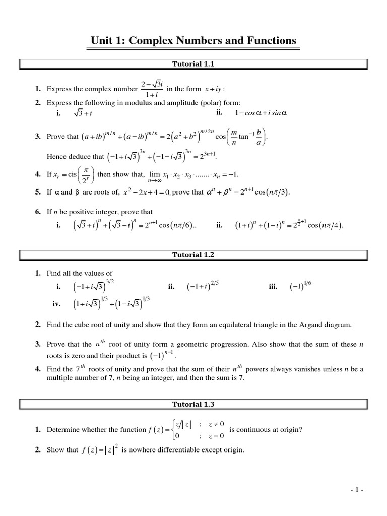Unit 1 Tutorial Pdf