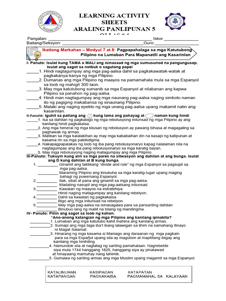 AP5 Q3 LAS 4 Week 7 - 8 | PDF