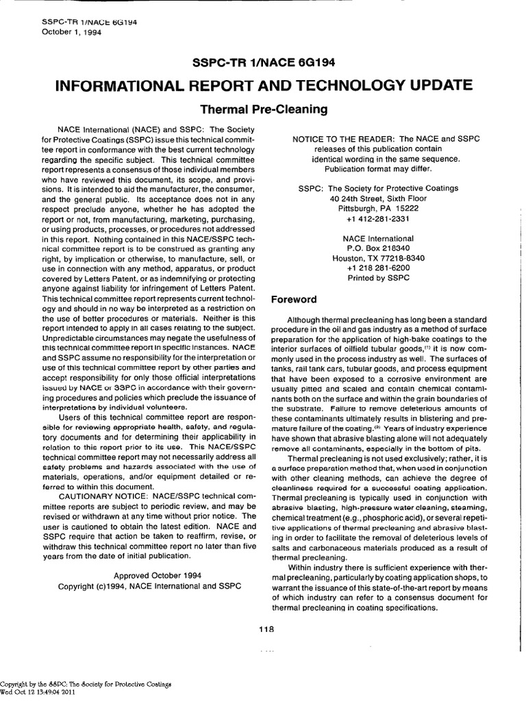 SSPC-TR 1 Nace 6g194 1994 | PDF
