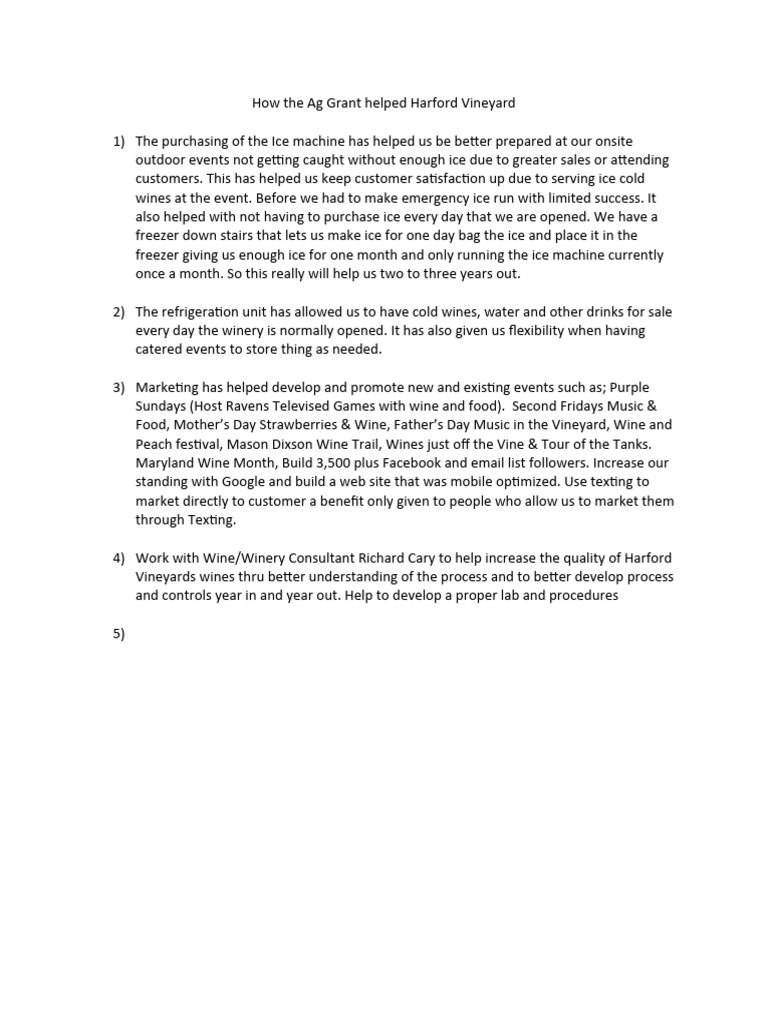 How The Ag Grant Helped Harford Vineyard | PDF