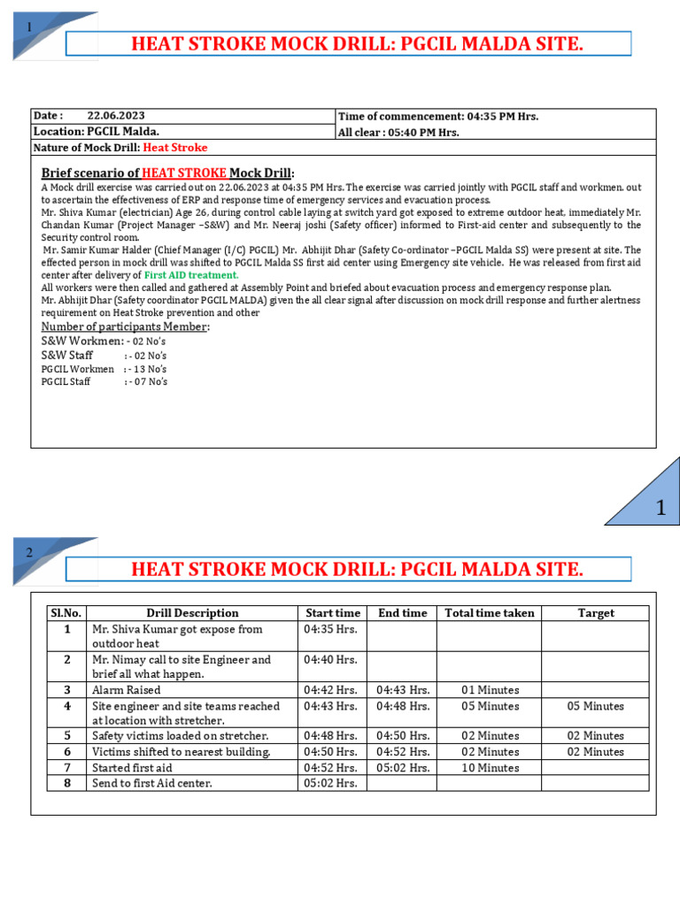 Heat_stroke_Mock_drill | PDF