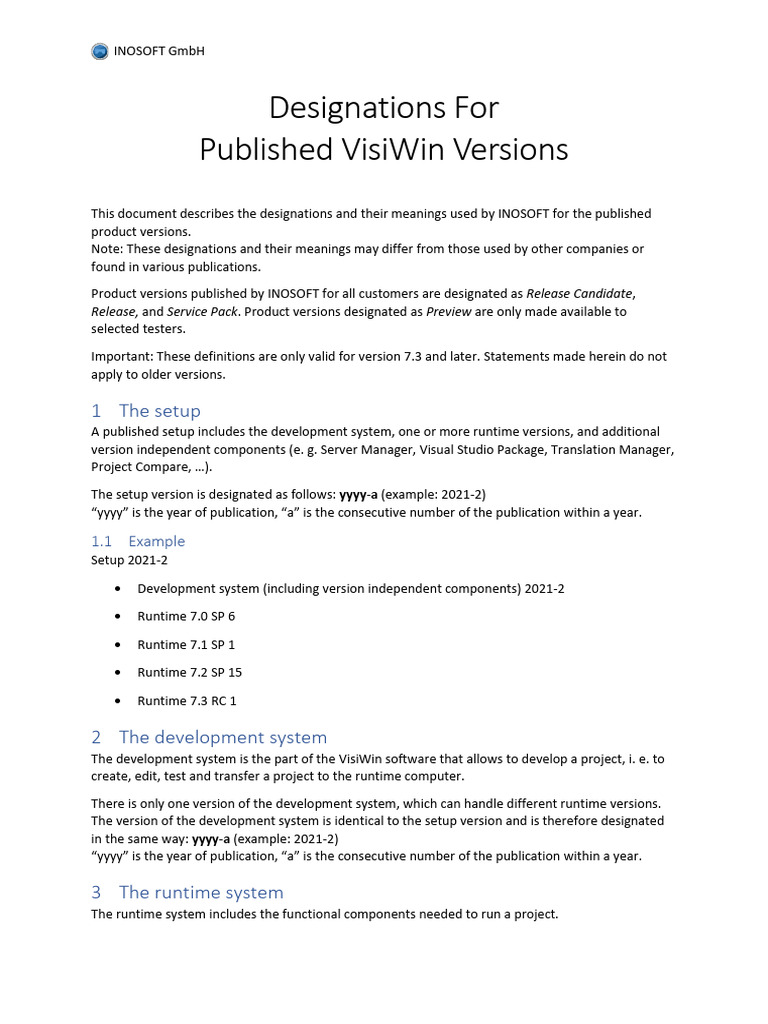 VisiWin Version Designations | PDF | Computers
