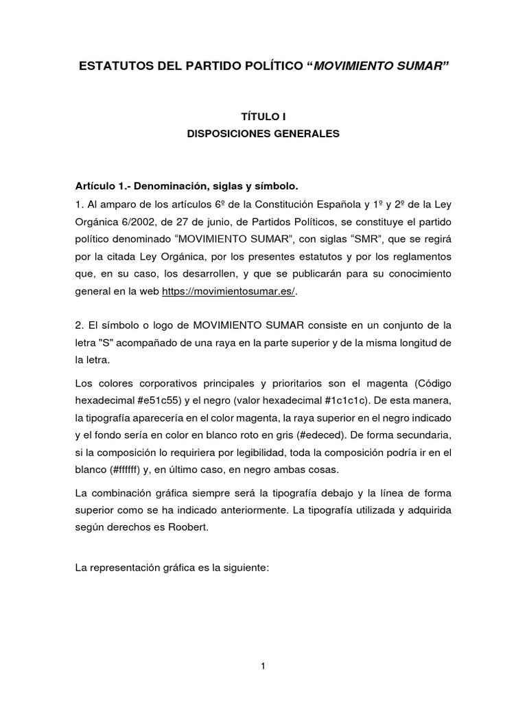 Estatutos Movimiento Sumar | PDF