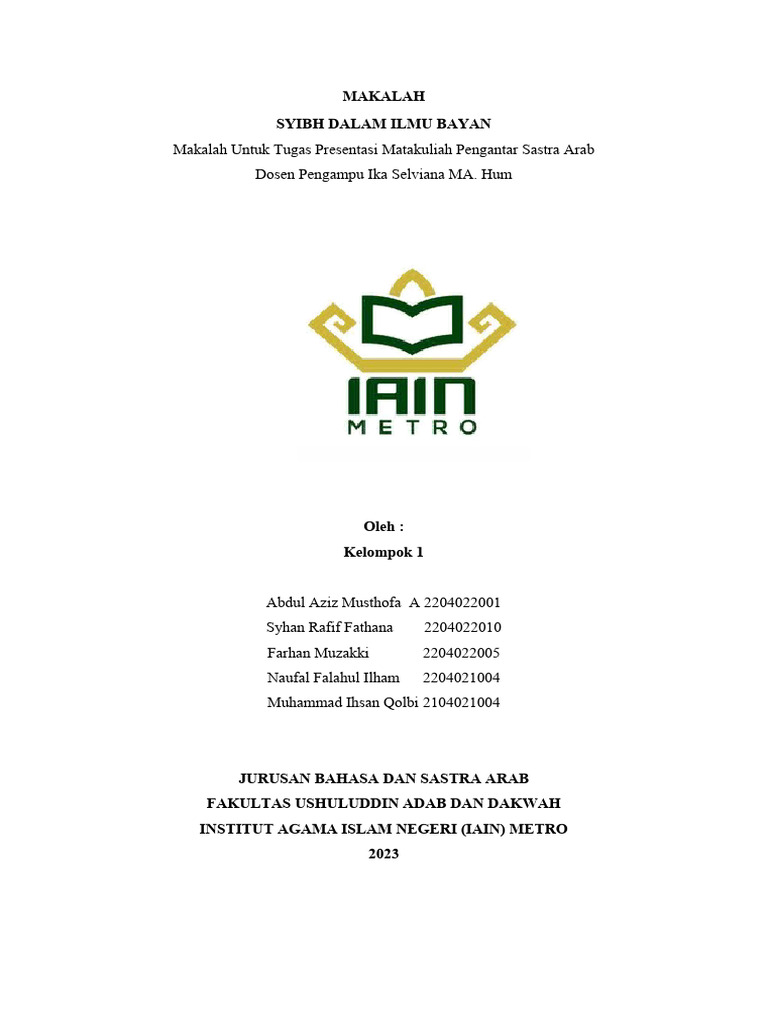 Ilmu Bayan Tasybih-1 | PDF
