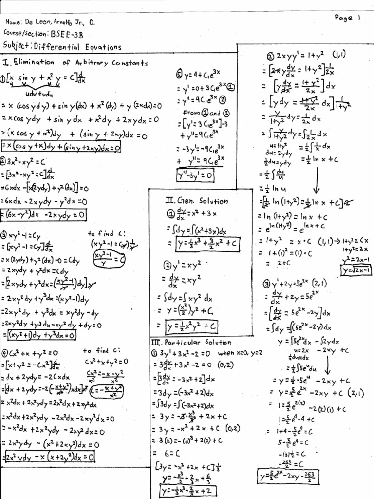 Differential Equations - Activity 1 | PDF