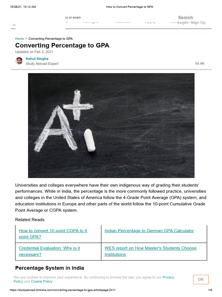 How To Convert Percentage To GPA | PDF