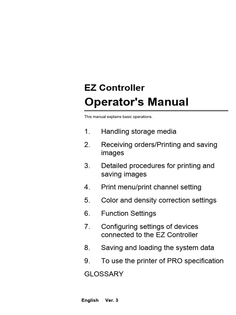 EZ Controller Operator Manual | PDF | Image Scanner | Information And ...