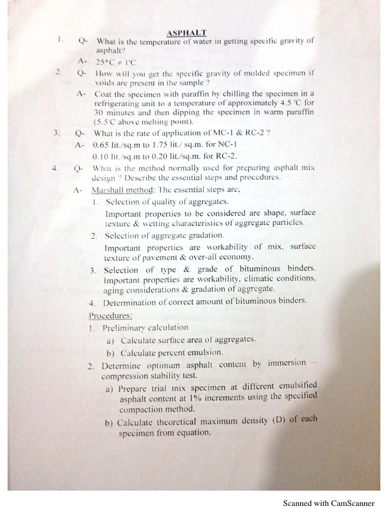 Road Construction Interview Questions | PDF