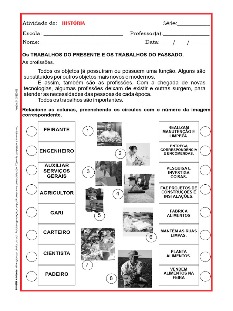 História - 9 Profissões - Trabalhos Do Presente Do Passado e ...