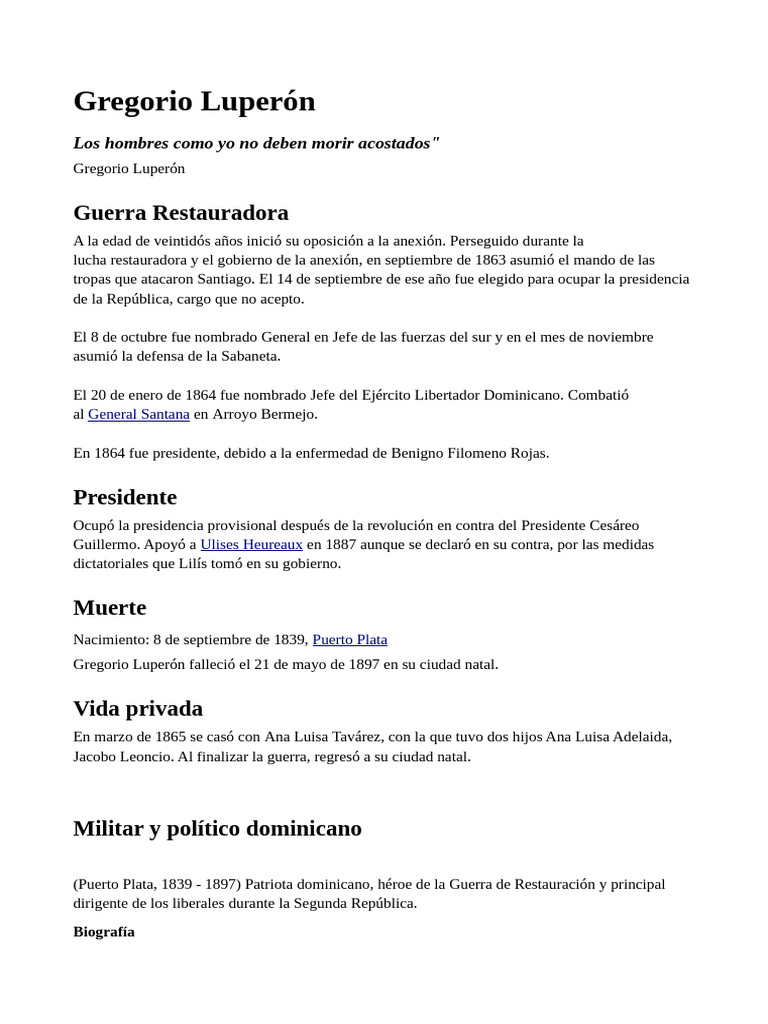 Gregorio Luperon | PDF | República Dominicana | Conflictos