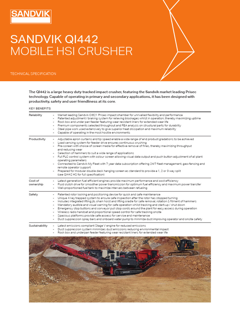 Sandvik QI442 Mobile Impact Crusher Specs | PDF | Home & Garden | Computers