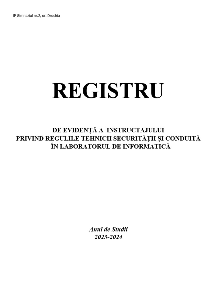 Registrul TEHNICA Securitatii | PDF
