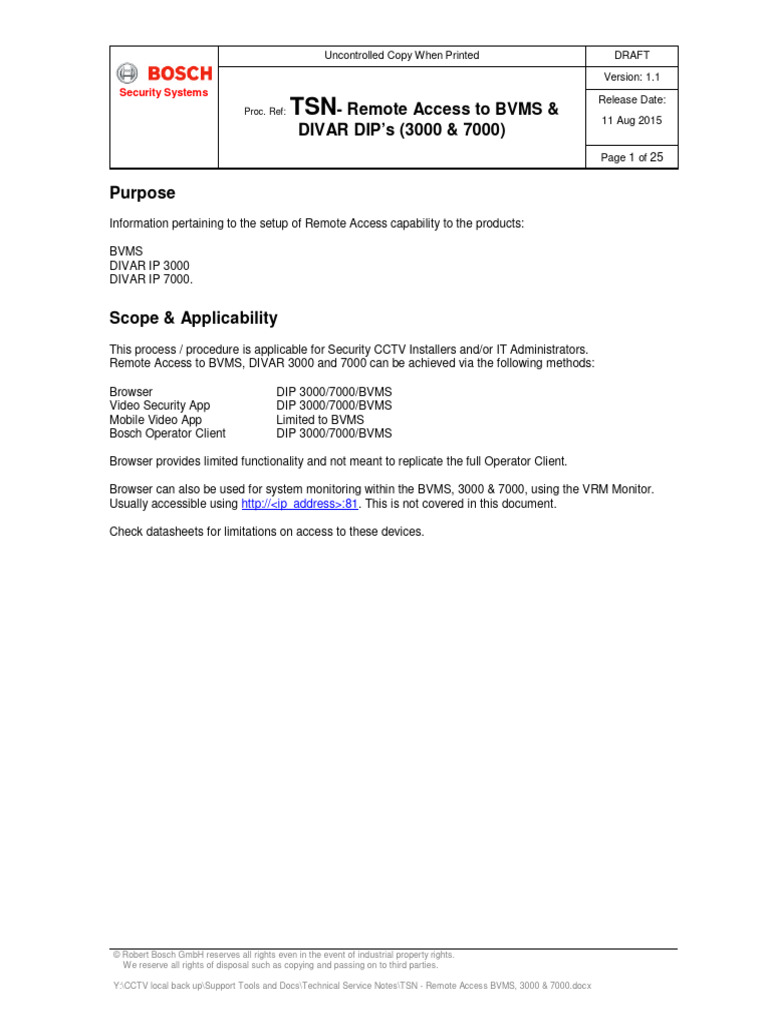 TSN - Remote Access BVMS - 3000 - 7000 | PDF