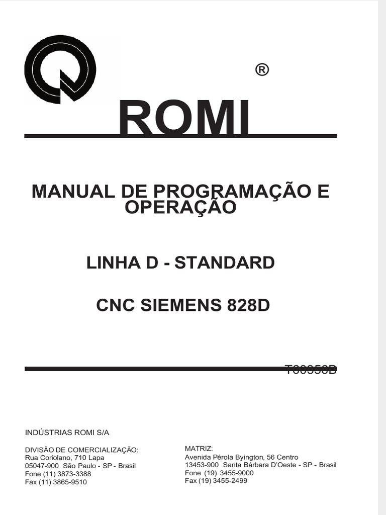 Dokumen - Tips Aoostila CNC Manual de Programacao e Operacao Linha D Standard CNC Siemens | PDF