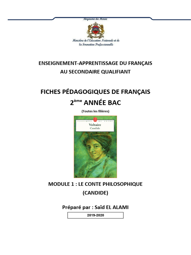 Fiches 2 Bac Module 1 Candide | PDF