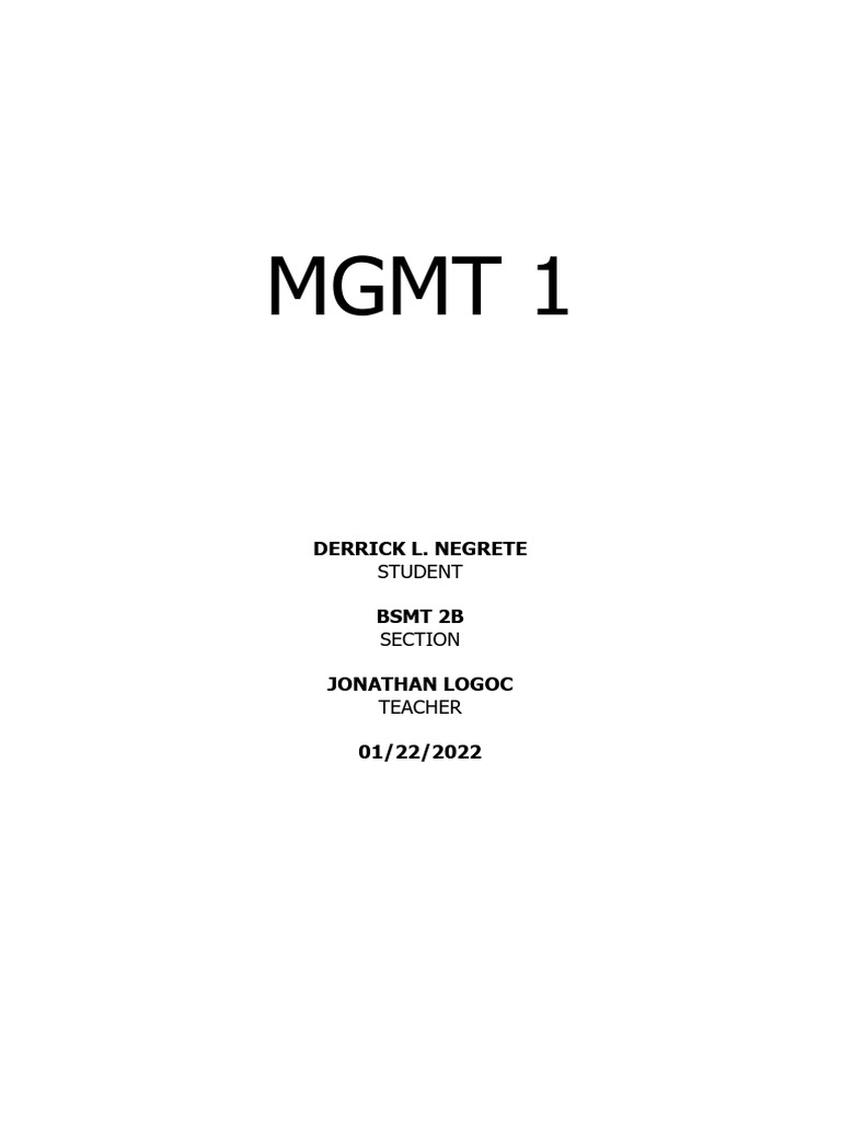 MGMT 1 | PDF