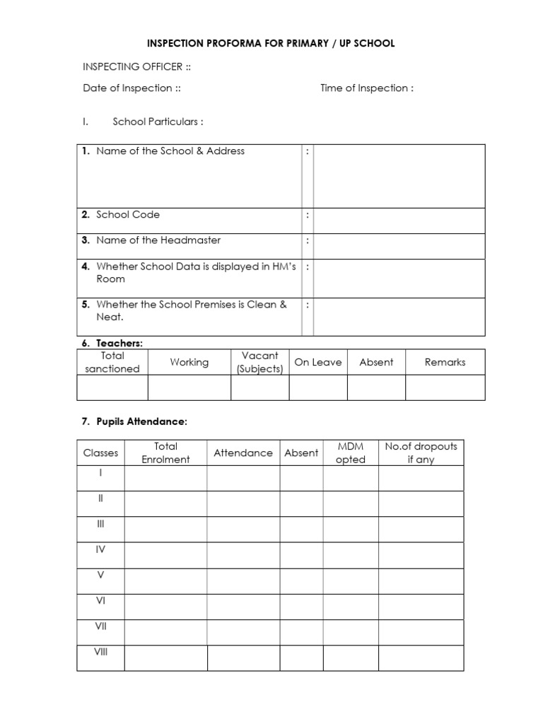 Meo Inspection Proforma | PDF