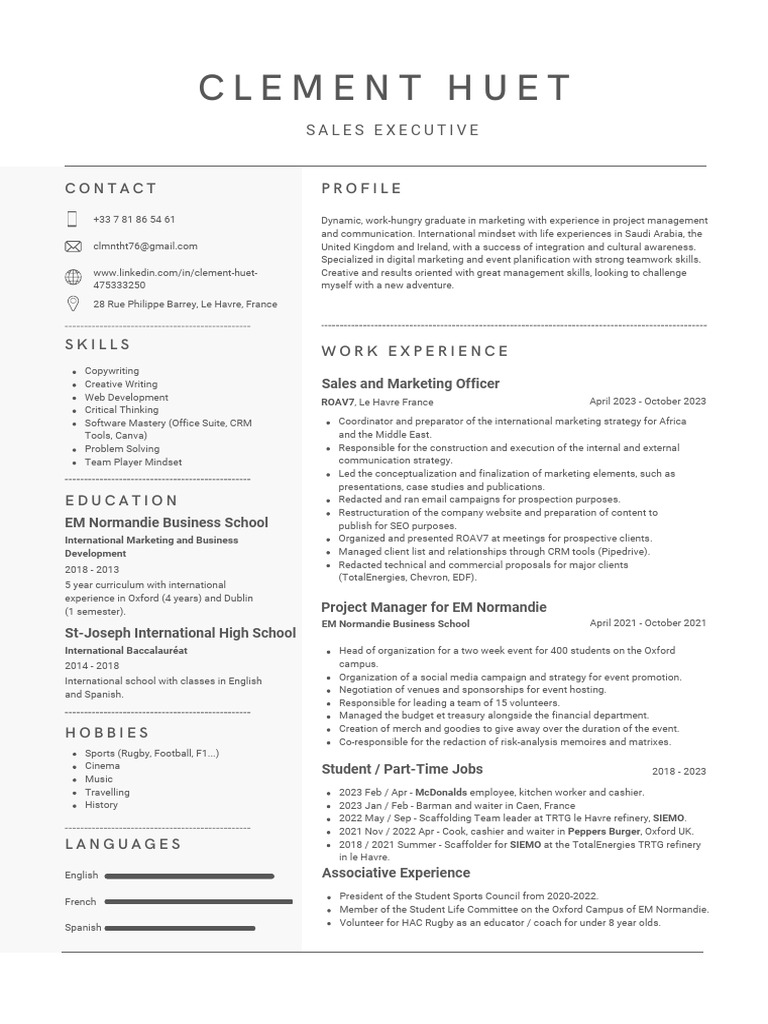 CV - Clement Huet | PDF