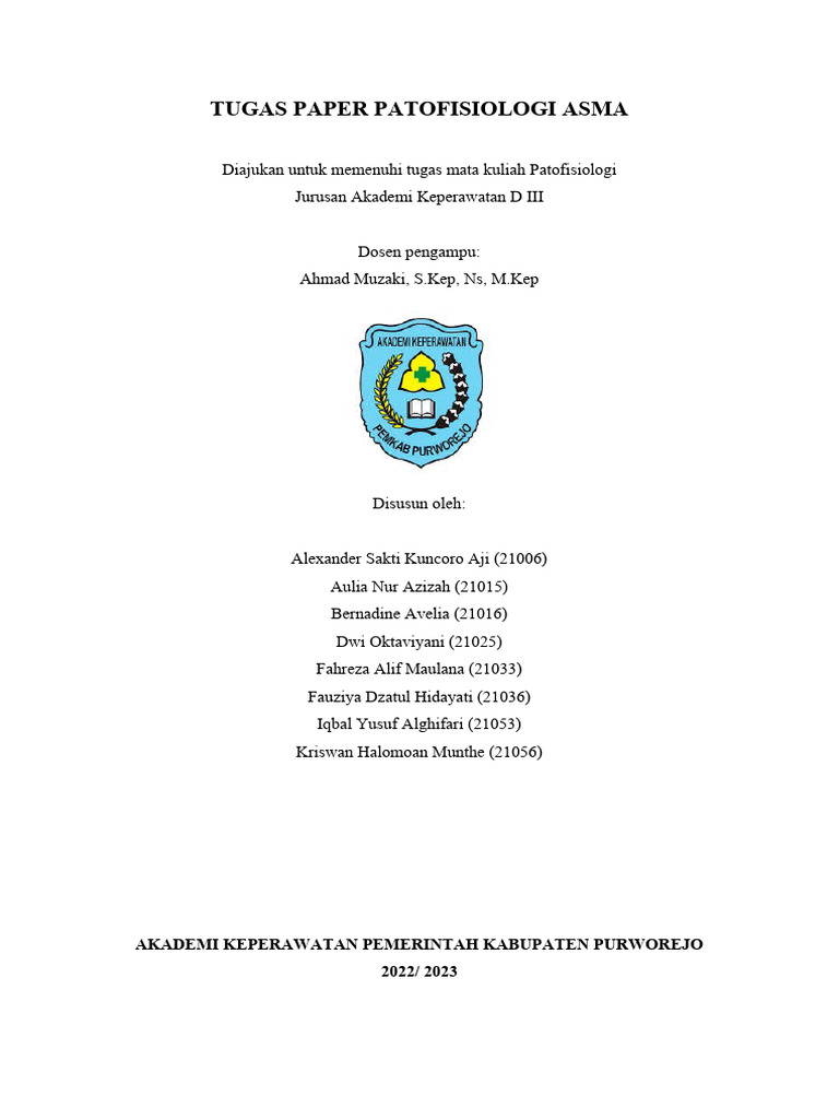 Tugas Paper Patofisiologi Asma (Kel. 2) | PDF