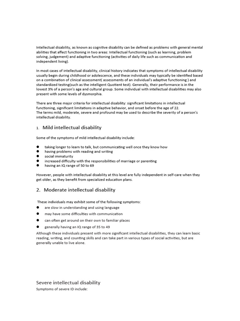 Intellectual Disability | PDF