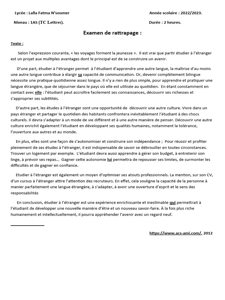 Examen de Rattrapage 1L | PDF