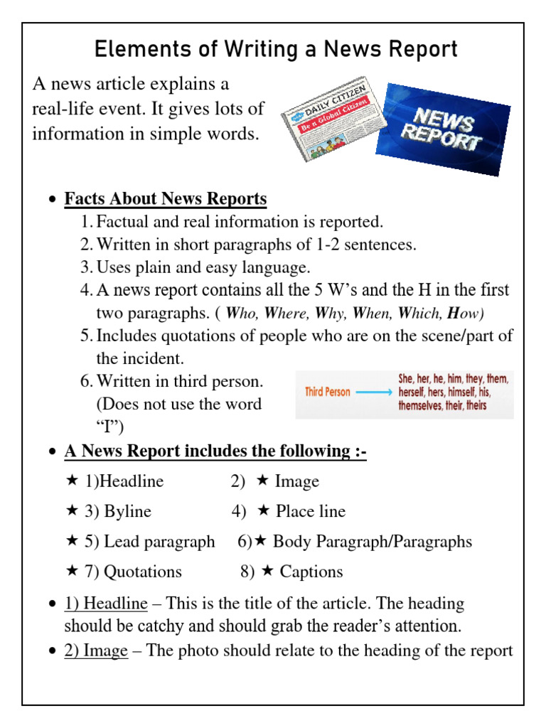 Elements of Writing A News Report | PDF