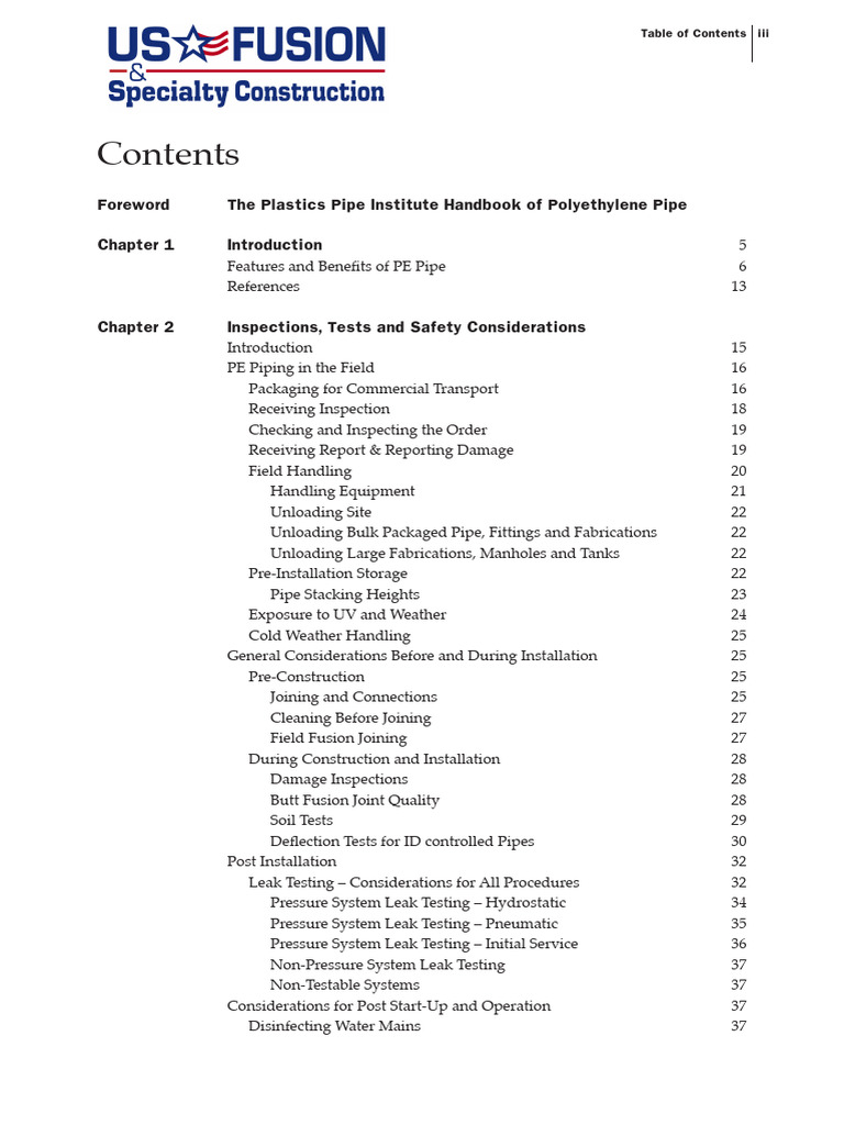 USF The Plastics Pipe Institute Handbook Polyethylene Pipe | PDF