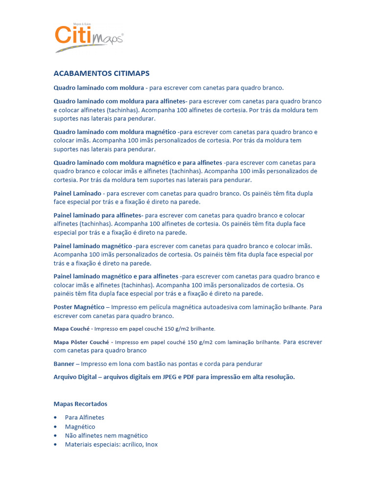 Acabamentos Citimaps | PDF