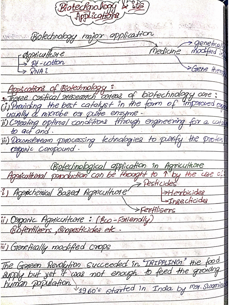 Biotechnology & It's Applications Notes | PDF