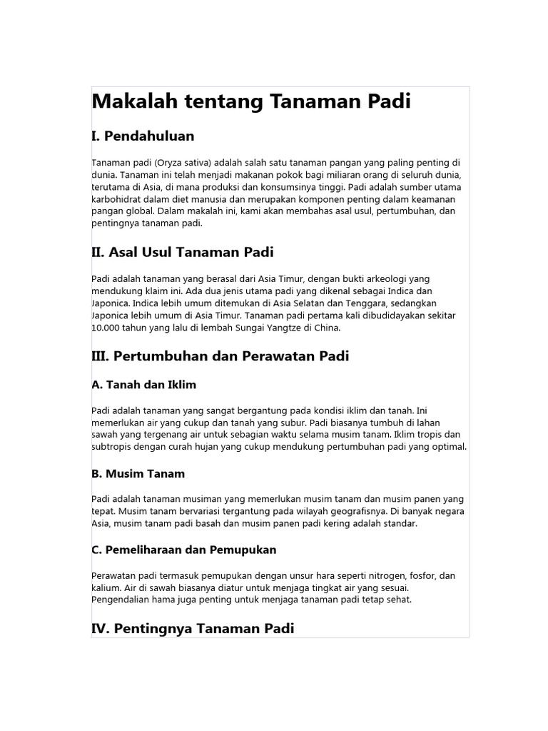Makalah Tentang Tanaman Padi | PDF