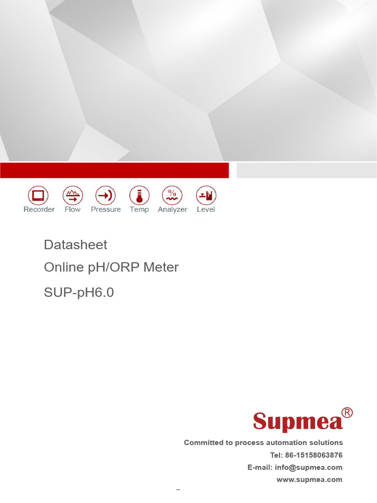 Datasheet pH6.0, SUPMEA | PDF | Ph | Calibration