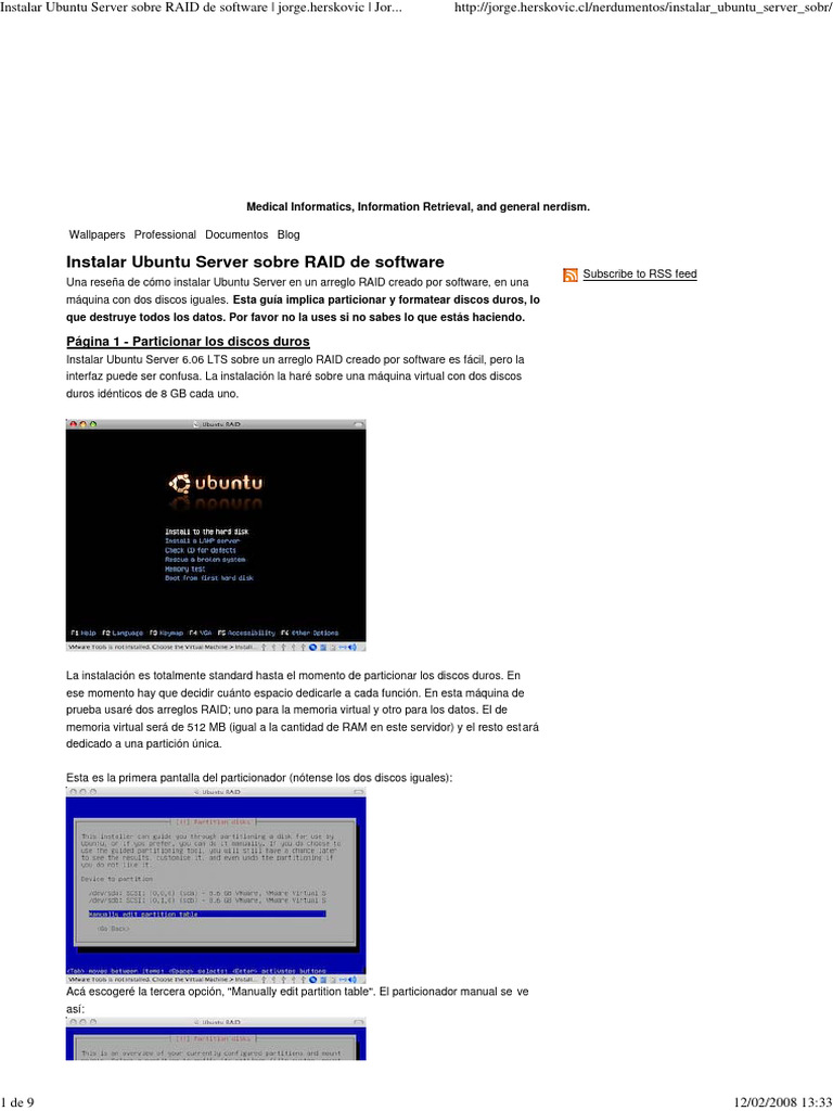 Instalar Ubuntu Server Sobre RAID de Software | Descargar gratis PDF | Datos de computadora ...