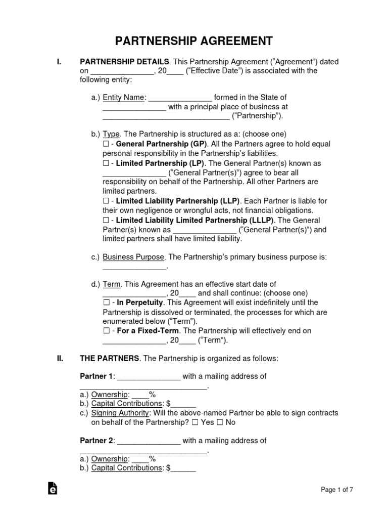 Partnership Agreement | PDF | Partnership | Limited Liability Partnership
