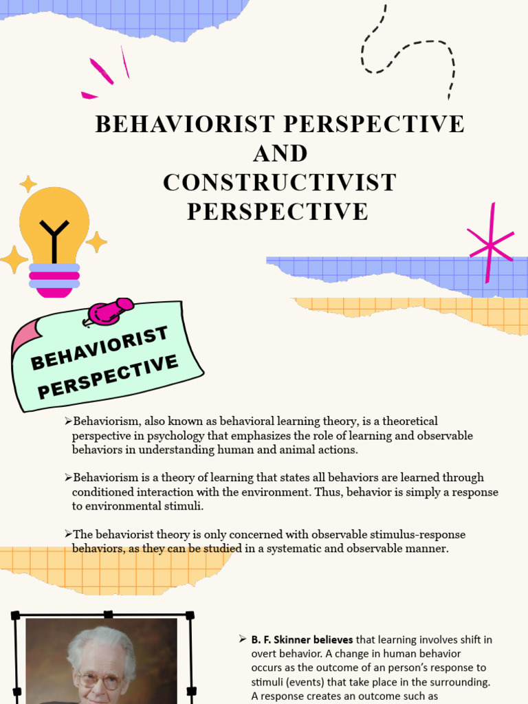Behaviorist Perspective and Constructivist Perspective | PDF