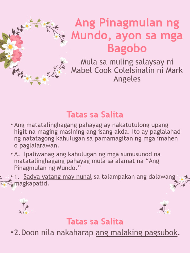 Ang Pinagmulan NG Mundo Ayon Sa Mga | PDF