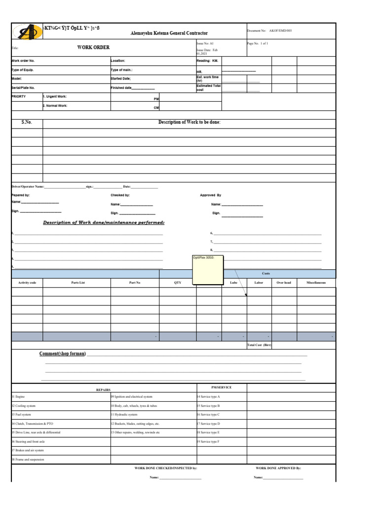003-008 Maintenance Formats | PDF