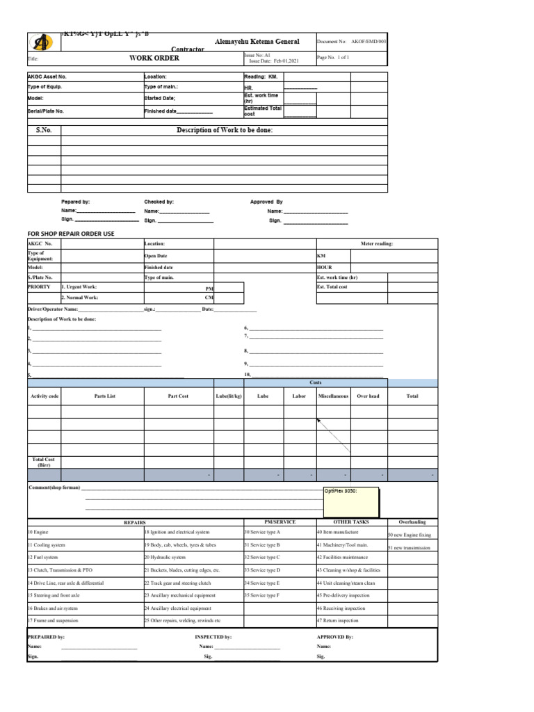 003-008 Maintenance Formats | PDF