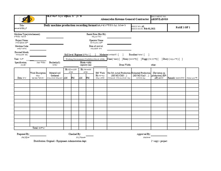 010 - Daily Machine Production Report | PDF