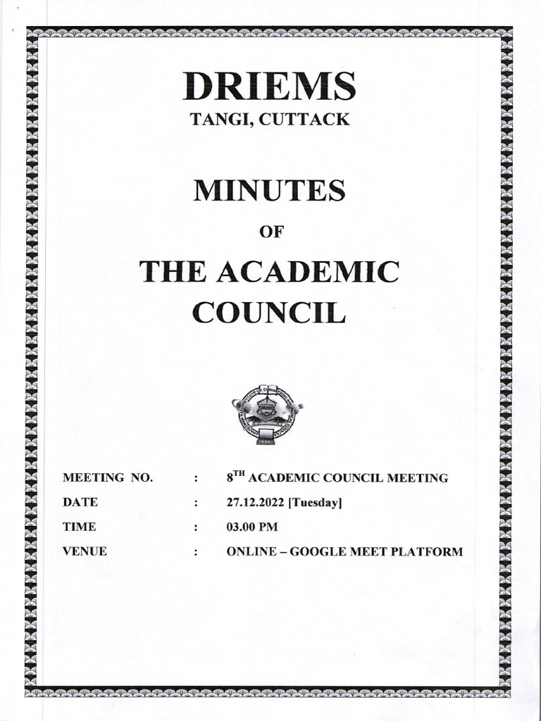 8th Academic Council Meeting | PDF