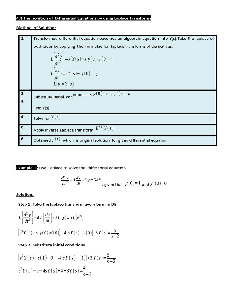 SOLVE ODE BY USING LAPLACE July 2020 | PDF | Laplace Transform | Equations SOLVE ODE BY USING LAPLACE July 2020 | PDF | Laplace Transform | Equations
