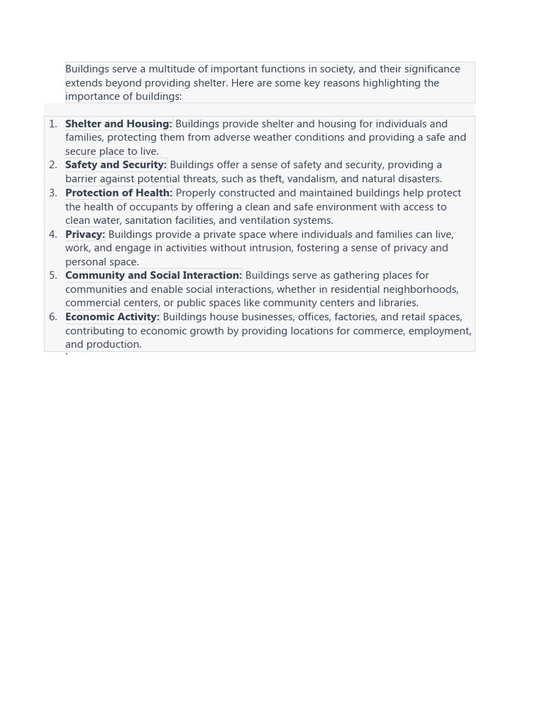 Importance of Buildings in Society | PDF