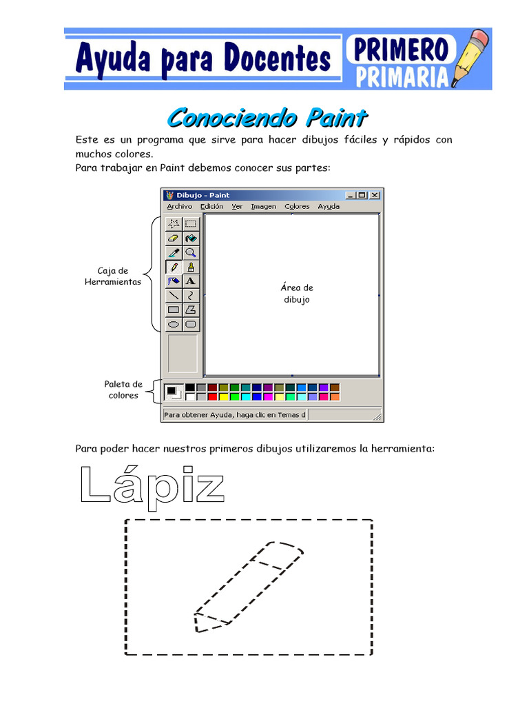 Conociendo Paint para Primero de Primaria | PDF