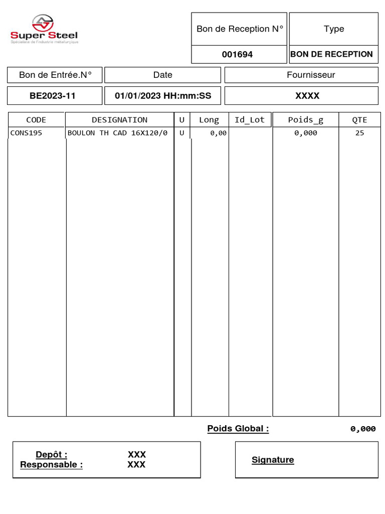 Bon D'entree Magasin | PDF