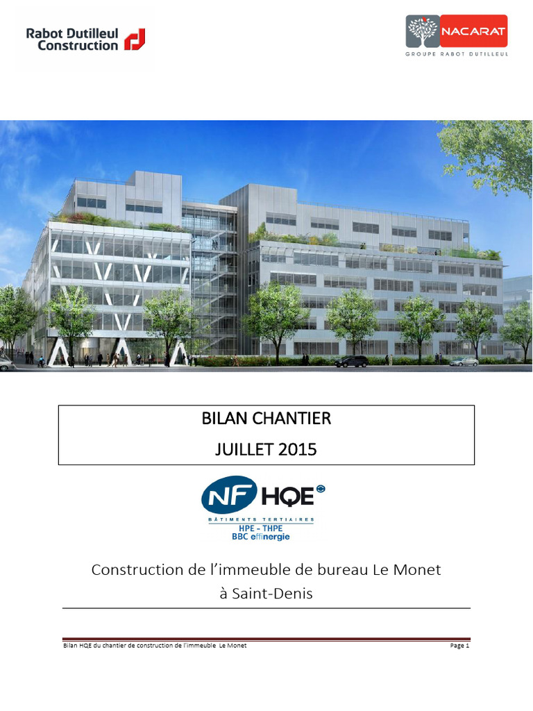 Bilan Hqe Du Chantier Immeuble Lemonet Juin 15 v2 | PDF