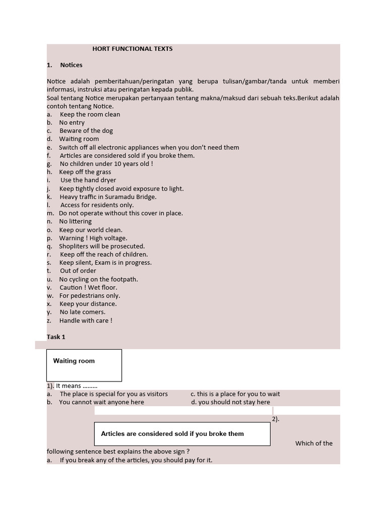 Bank Soal Short Function Text | PDF | Foreign Language Studies | Home ...