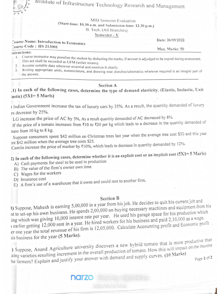 5th sem question paper | PDF