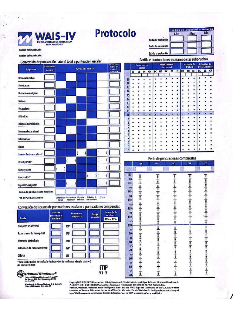 Protocolo WAIS IV | PDF