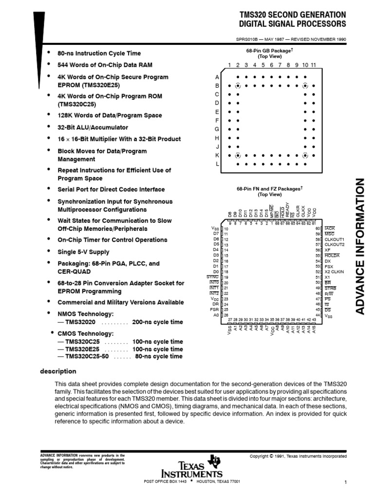 tms320c25 | PDF | Microprocessor | Central Processing Unit